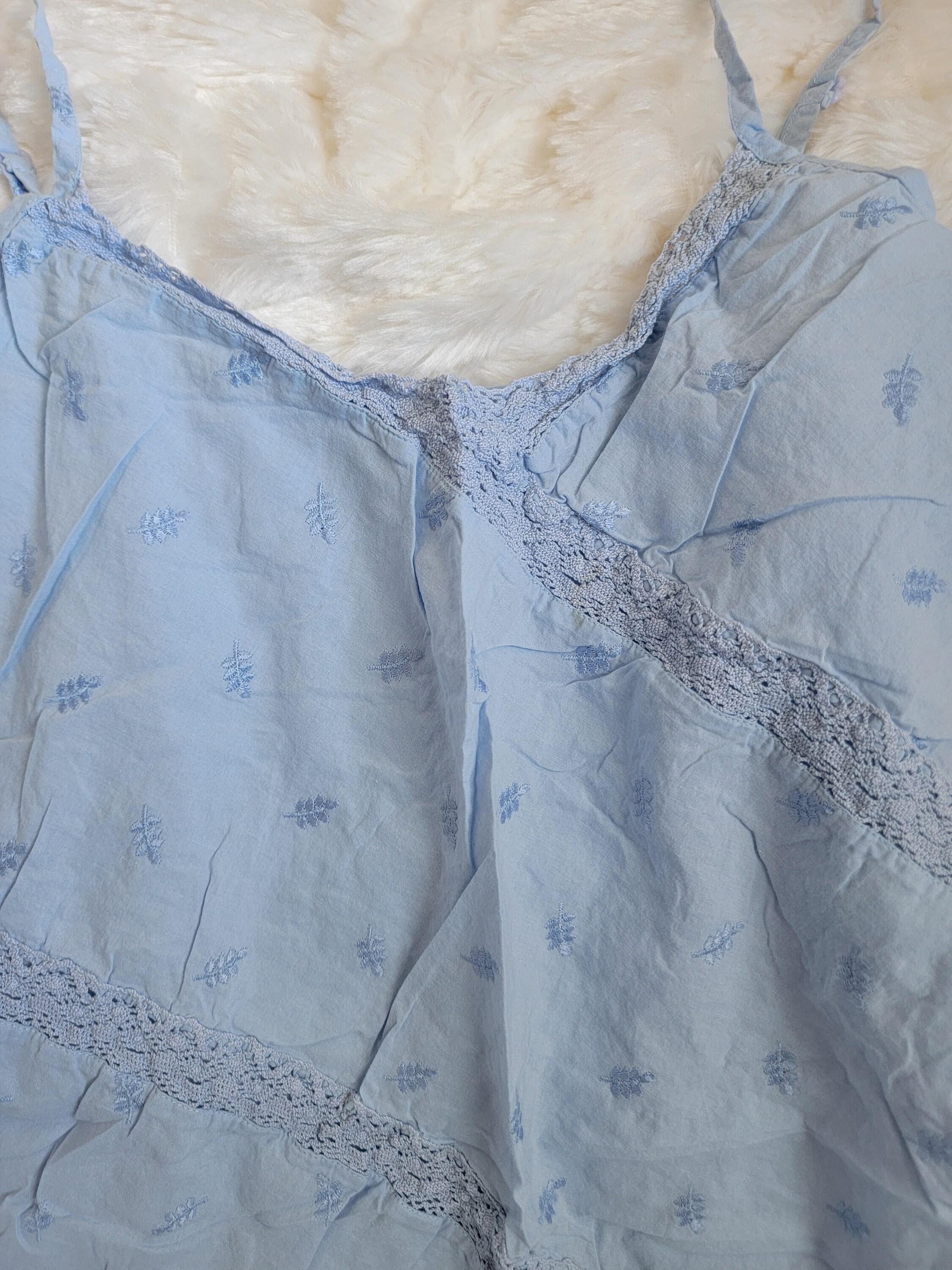 Very Rare 1990s Erika Taylor Intimates Dusty Light Blue Cotton Chemise ...