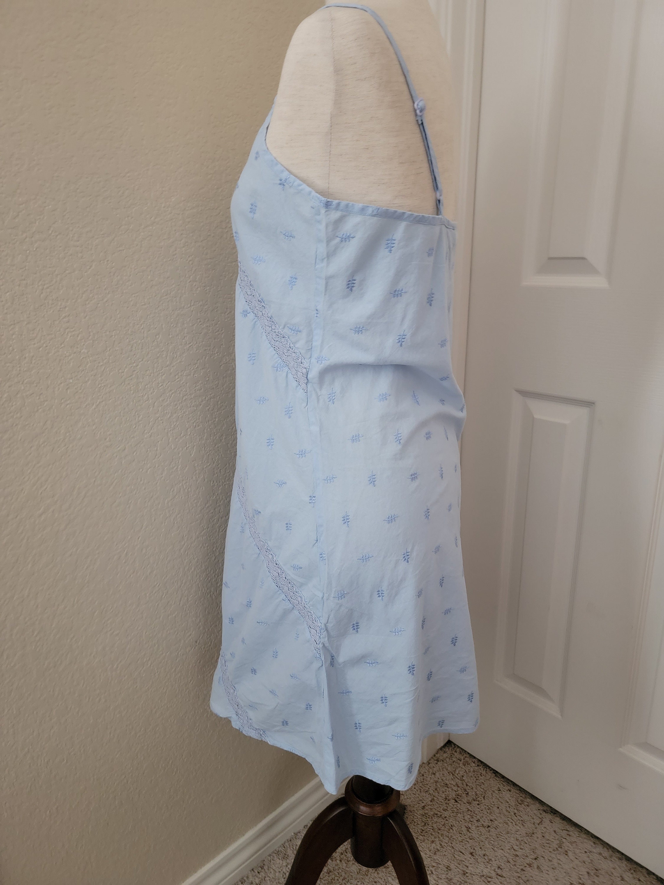 Very Rare 1990s Erika Taylor Intimates Dusty Light Blue Cotton Chemise ...