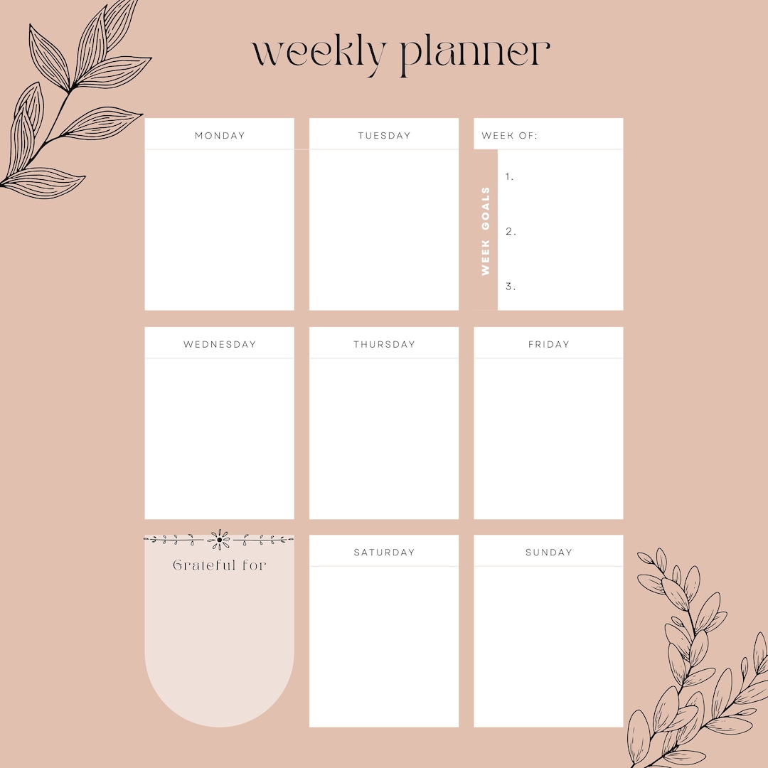 Printable Digital Weekly Planner Page - Etsy