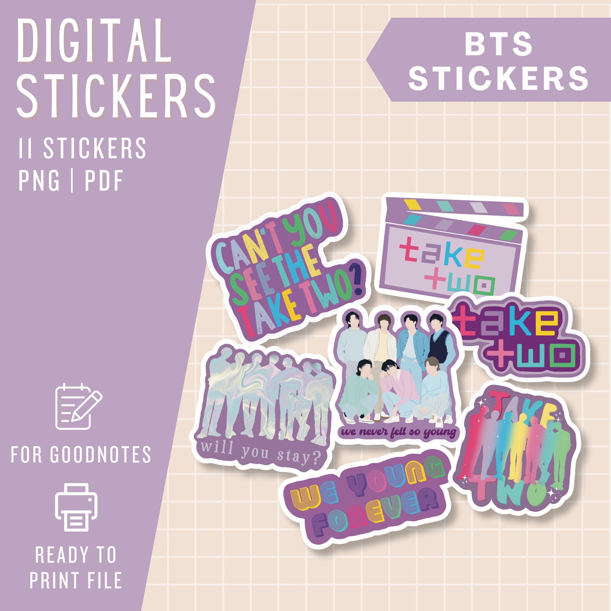 BTS Sticker, Take Two Bts, Army, Kpop Stickers, Digital Stickers ...
