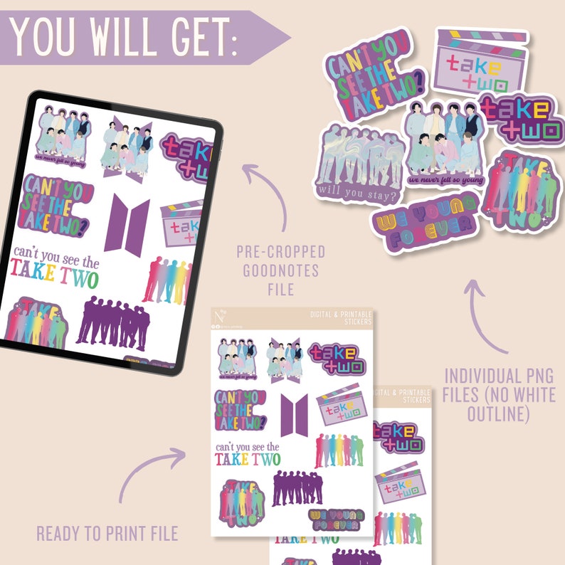 BTS Sticker, Take Two Bts, Army, Kpop Stickers, Digital Stickers ...