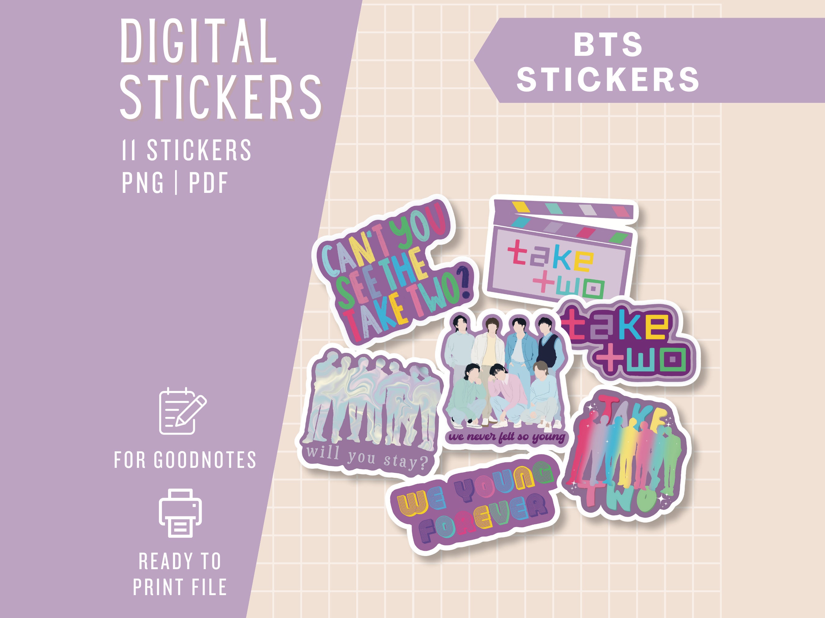 BTS Sticker, Take Two Bts, Army, Kpop Stickers, Digital Stickers ...