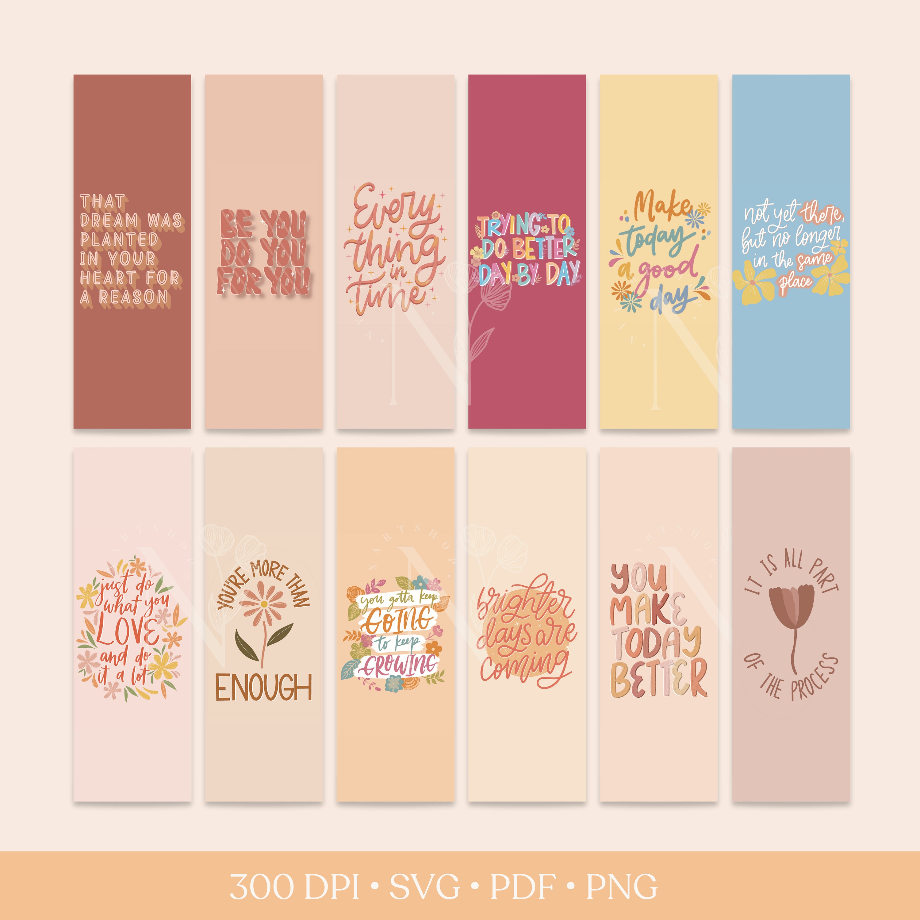 Printable Motivational Bookmark for Book Lovers Gift DIY Bookmark SVG ...