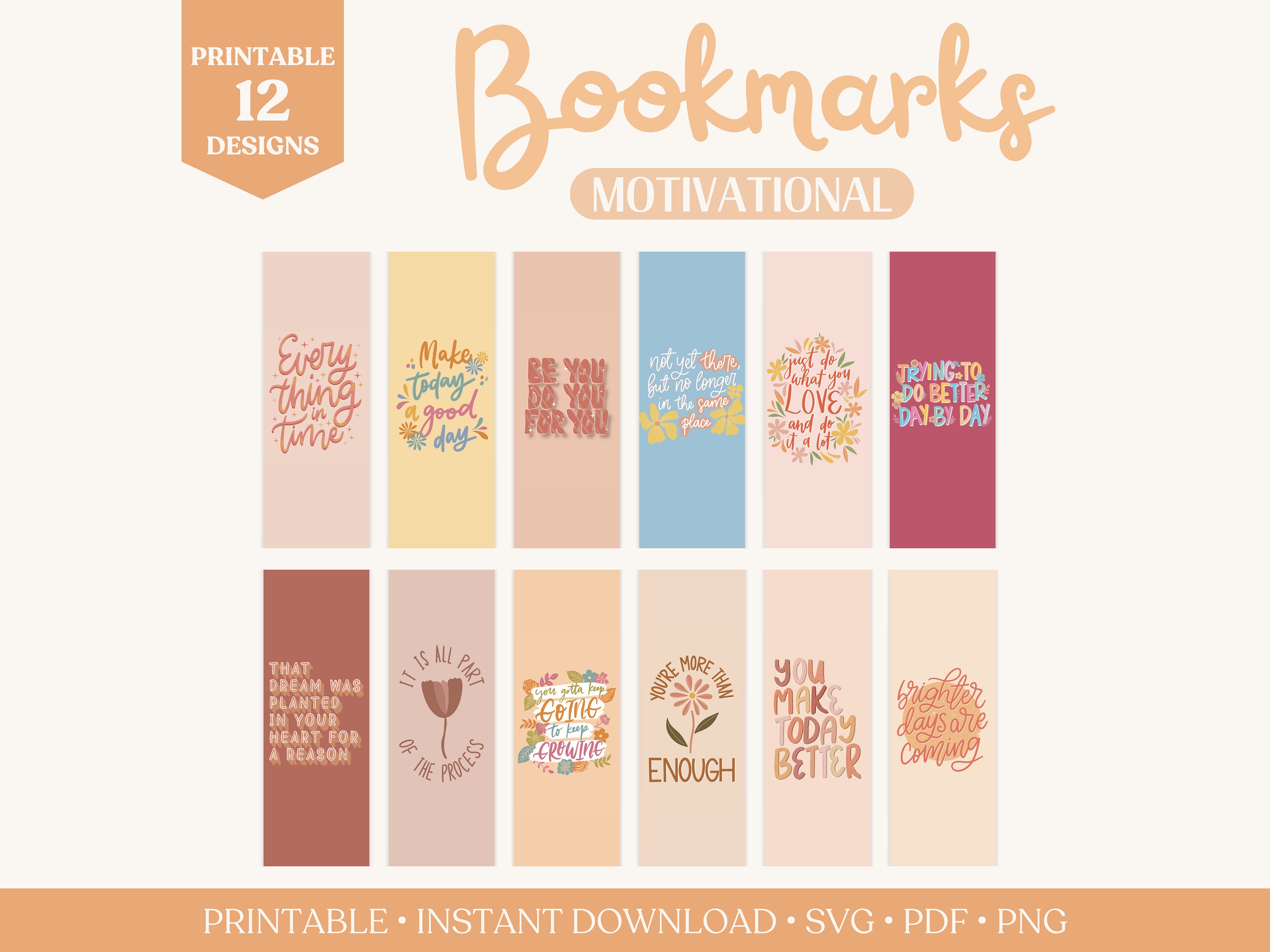 Printable Motivational Bookmark for Book Lovers Gift DIY Bookmark SVG ...