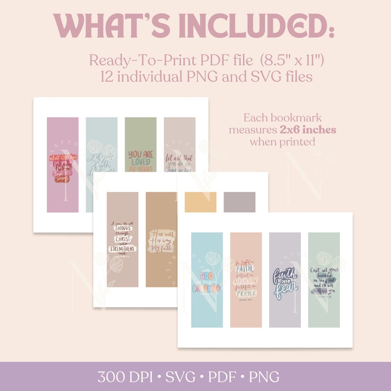 Printable Bookmark Bible Verse Print Christian Bookmark Gift Book ...