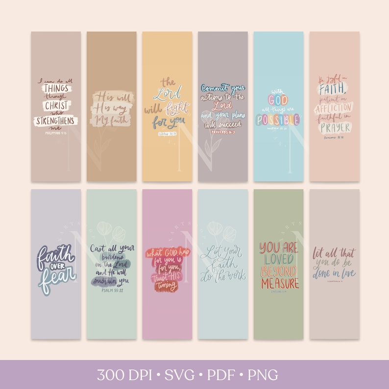 Printable Bookmark Bible Verse Print Christian Bookmark Gift Book ...