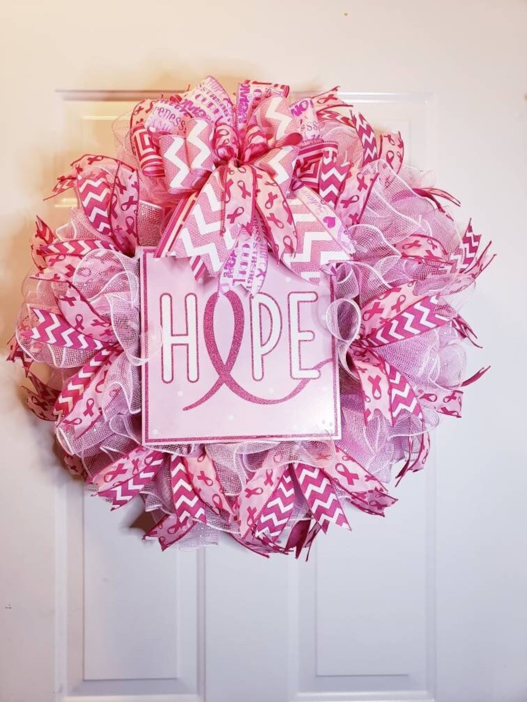Breast Cancer Awareness Wreath Breast Cancer Survivor Decor - Etsy