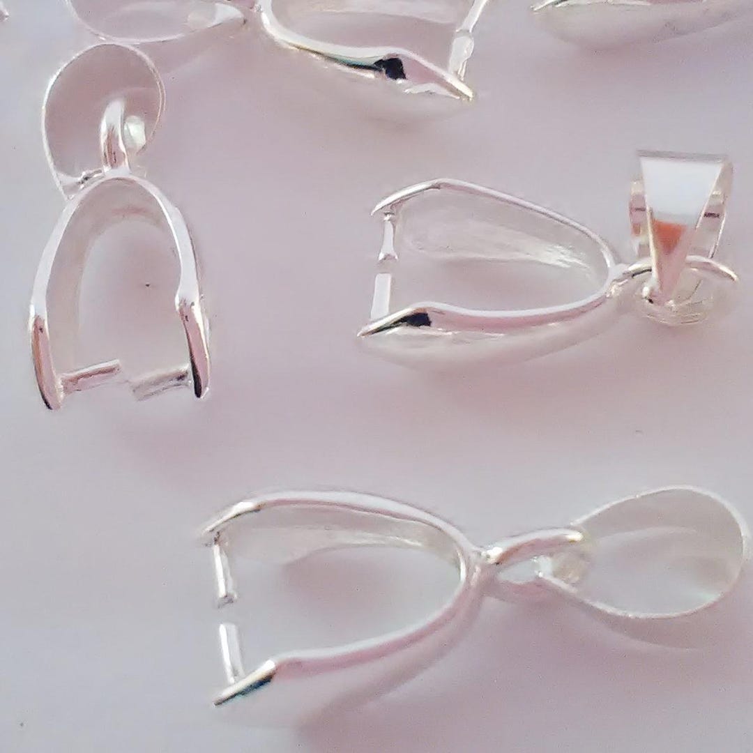 Large Pinch Bails Drop 18mm 3/4in Silver Plated Ice Pick Bails for ...