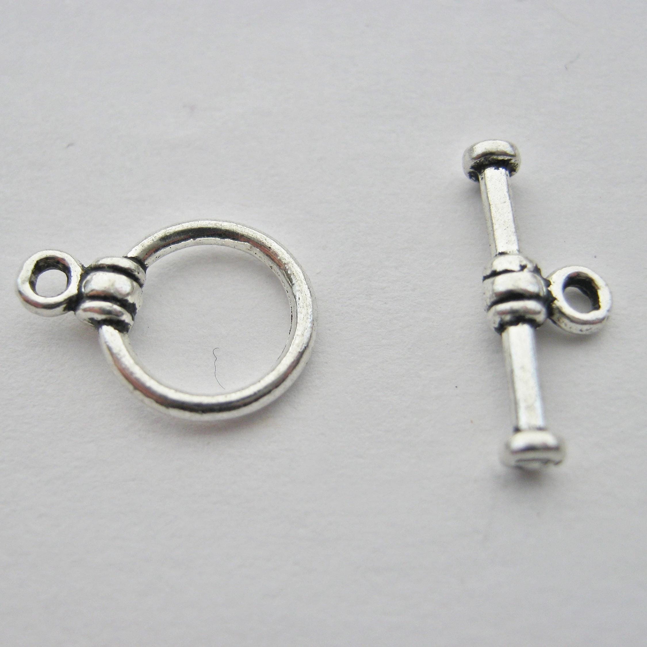 10 Silver Plated Toggle Clasps Round Toggles Fasteners for Bracelet ...