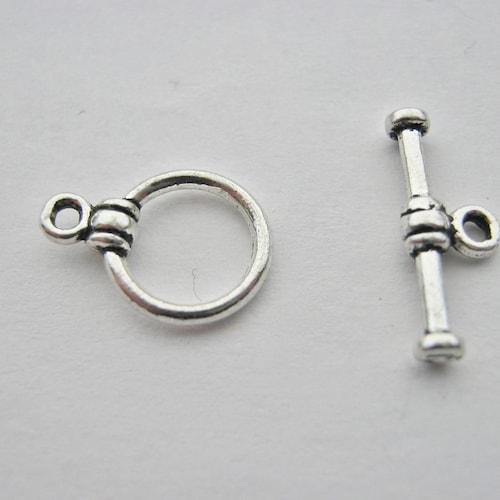 10 Silver Plated Toggle Clasps Round Toggles Fasteners for - Etsy