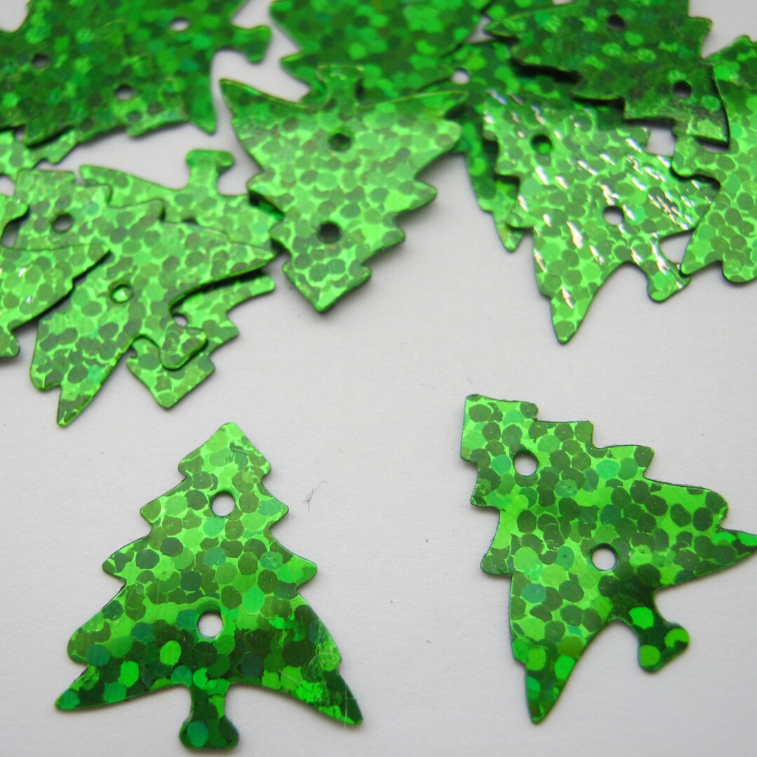 100 Christmas Trees Confetti Sequins 17mm 5/8in Acrylic Holiday Table ...
