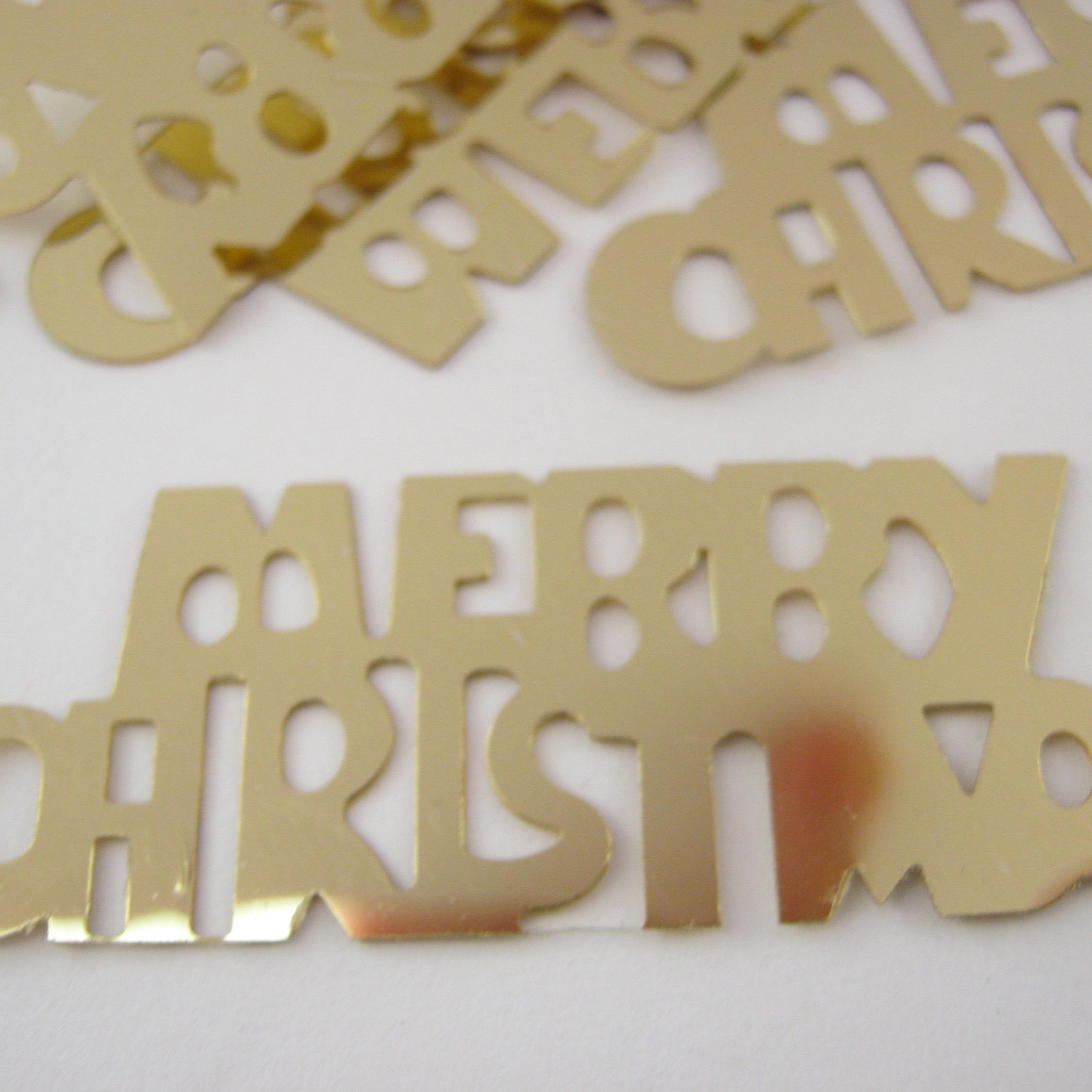30 Merry Christmas Toppers Die Cuts 53mm 2 1/8in Gold Acrylic Christmas ...
