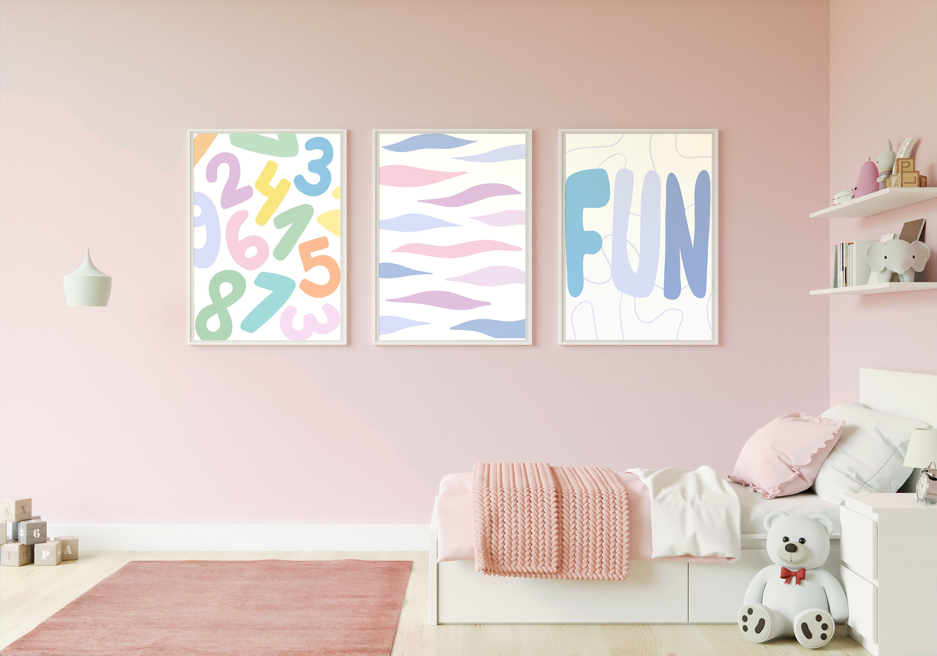 Set von 3 Kindergarten druckbare Poster Boho Wand Kunst Kindergarten ...