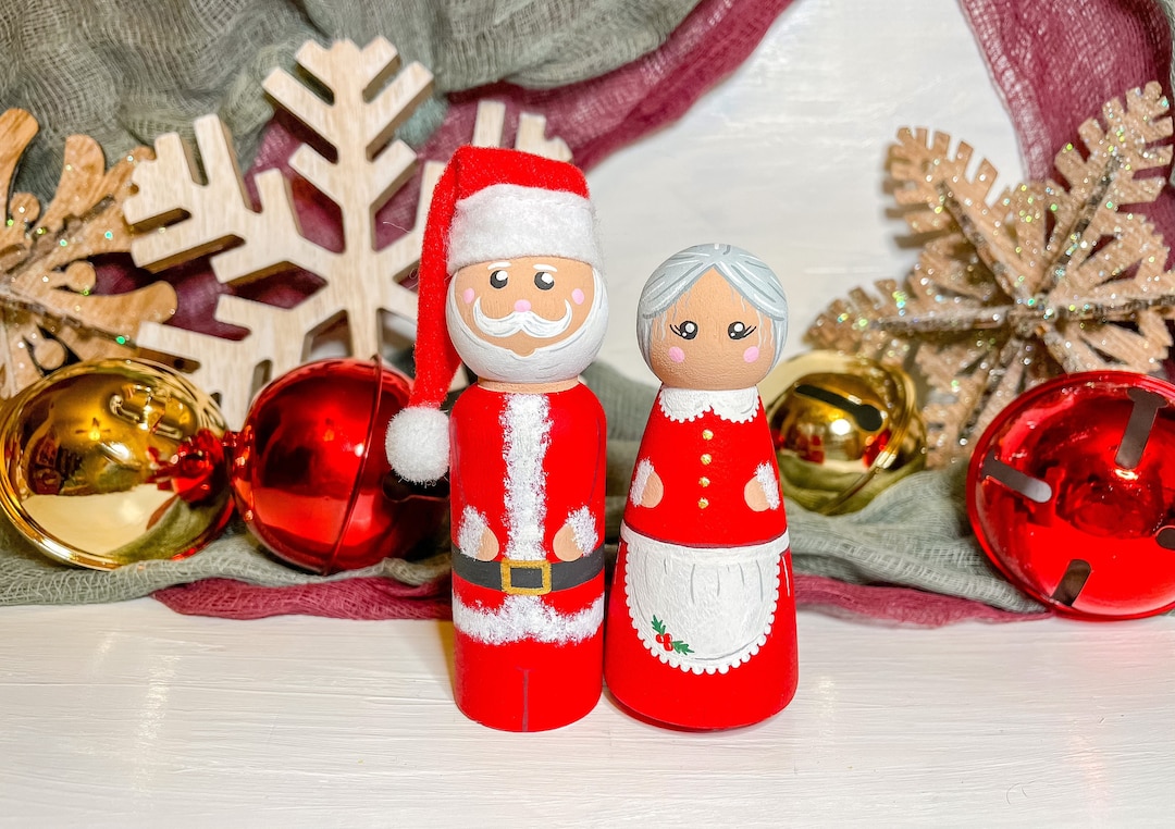 Mr. and Mrs. Claus Peg Doll Set | Santa Peg Doll | Mrs. Calus Peg Doll ...