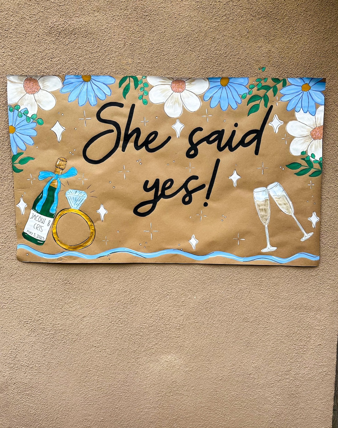Hand Painted ENGAGEMENT BANNER | Custom | Personalized | Engagement ...