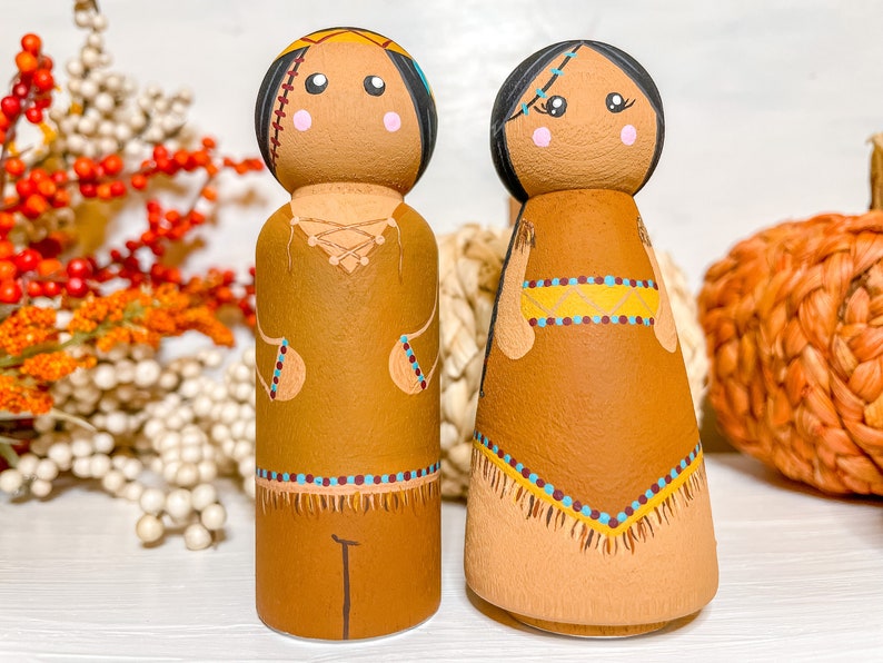Thanksgiving Peg Dolls / Native American Peg Dolls / Pilgrim | Etsy
