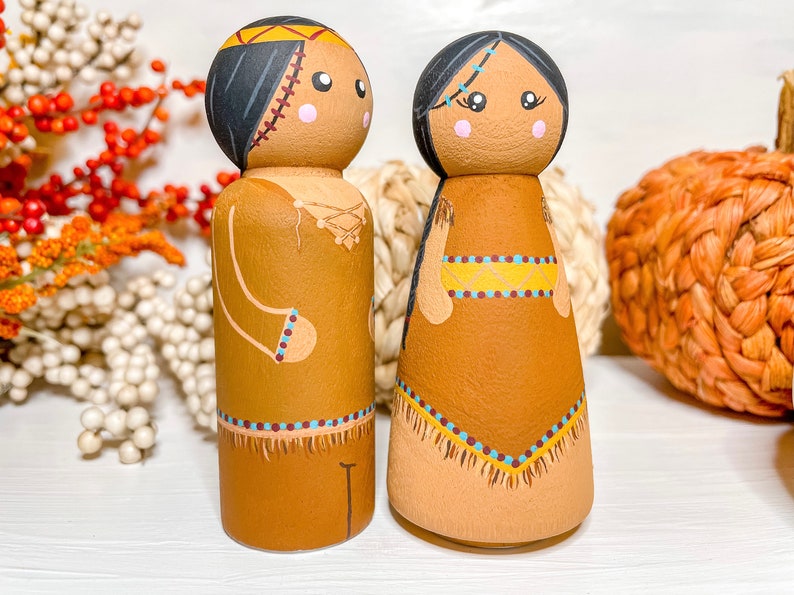 Thanksgiving Peg Dolls Native American Peg Dolls Pilgrim - Etsy