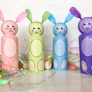 Colorful Easter Bunny Peg Dolls Colorful Easter Bunnies - Etsy
