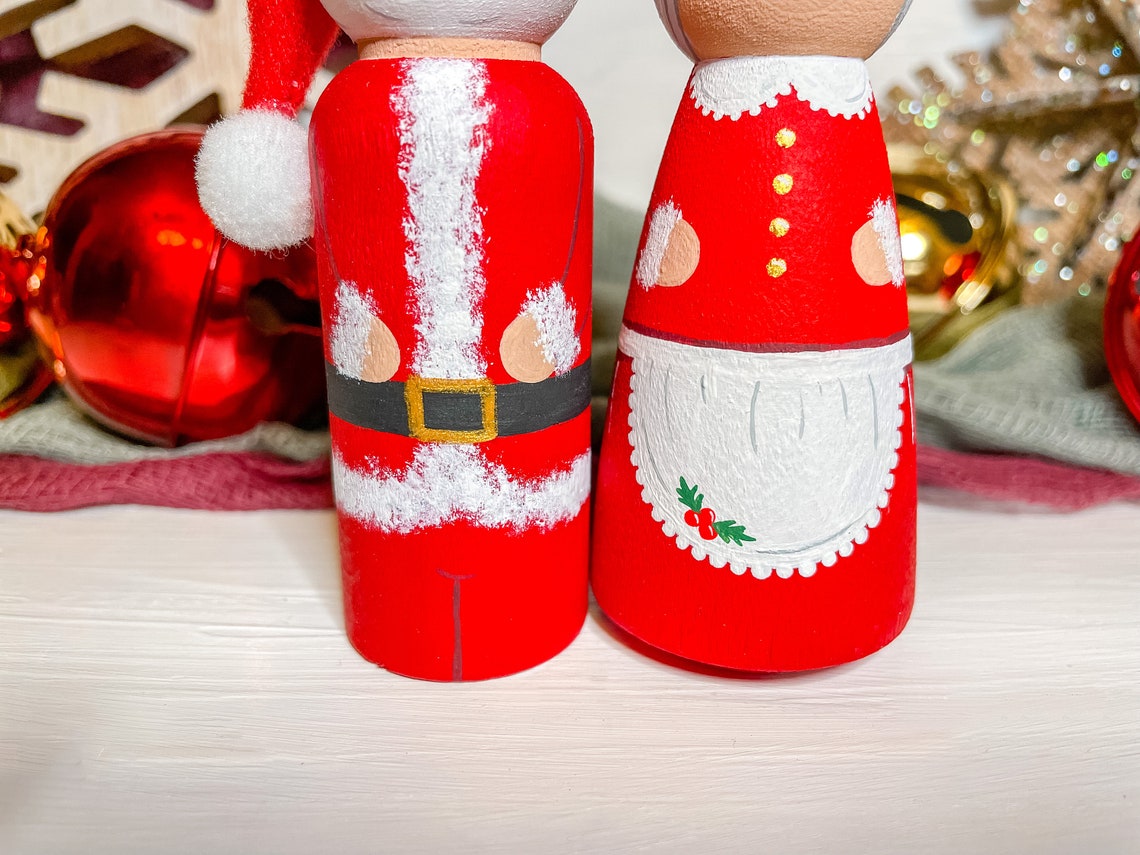 Mr. and Mrs. Claus Peg Doll Set Santa Peg Doll Mrs. Calus - Etsy