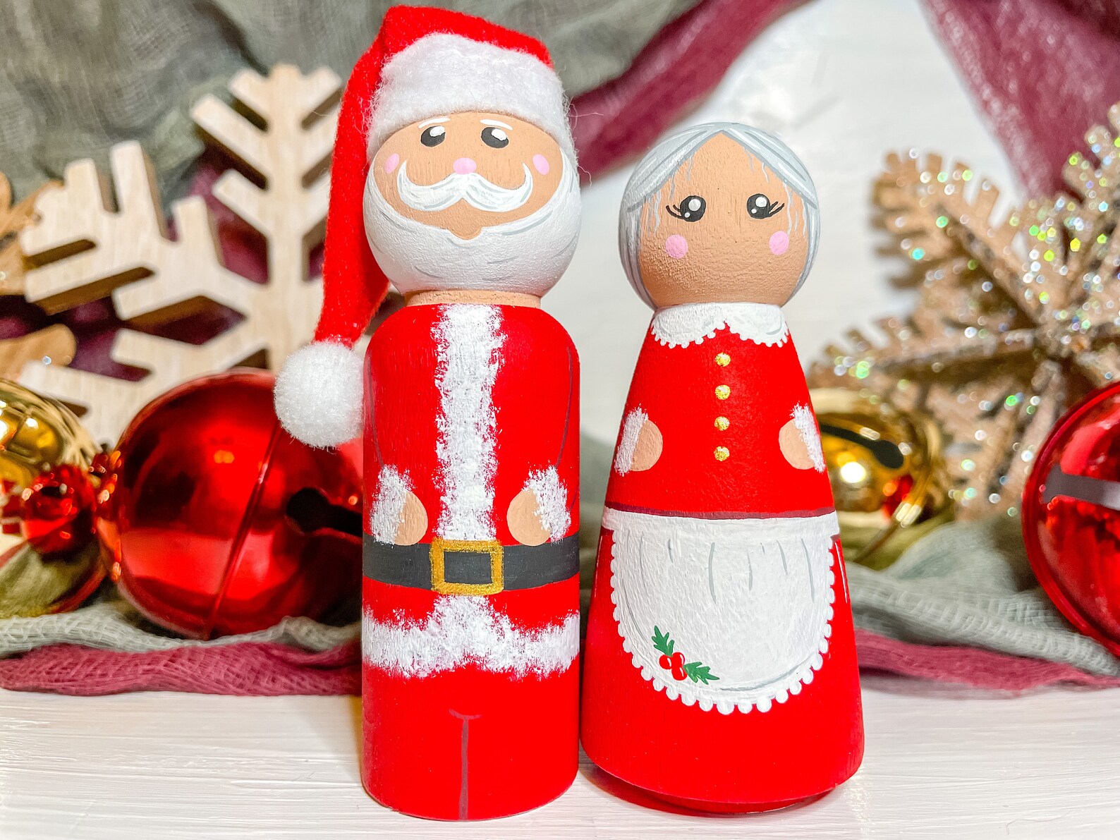 Mr. and Mrs. Claus Peg Doll Set | Santa Peg Doll | Mrs. Calus Peg Doll ...