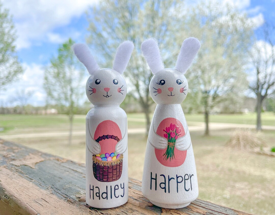 Personalized Easter Bunny Peg Dolls | Spring Tulips | Tulips | Easter ...