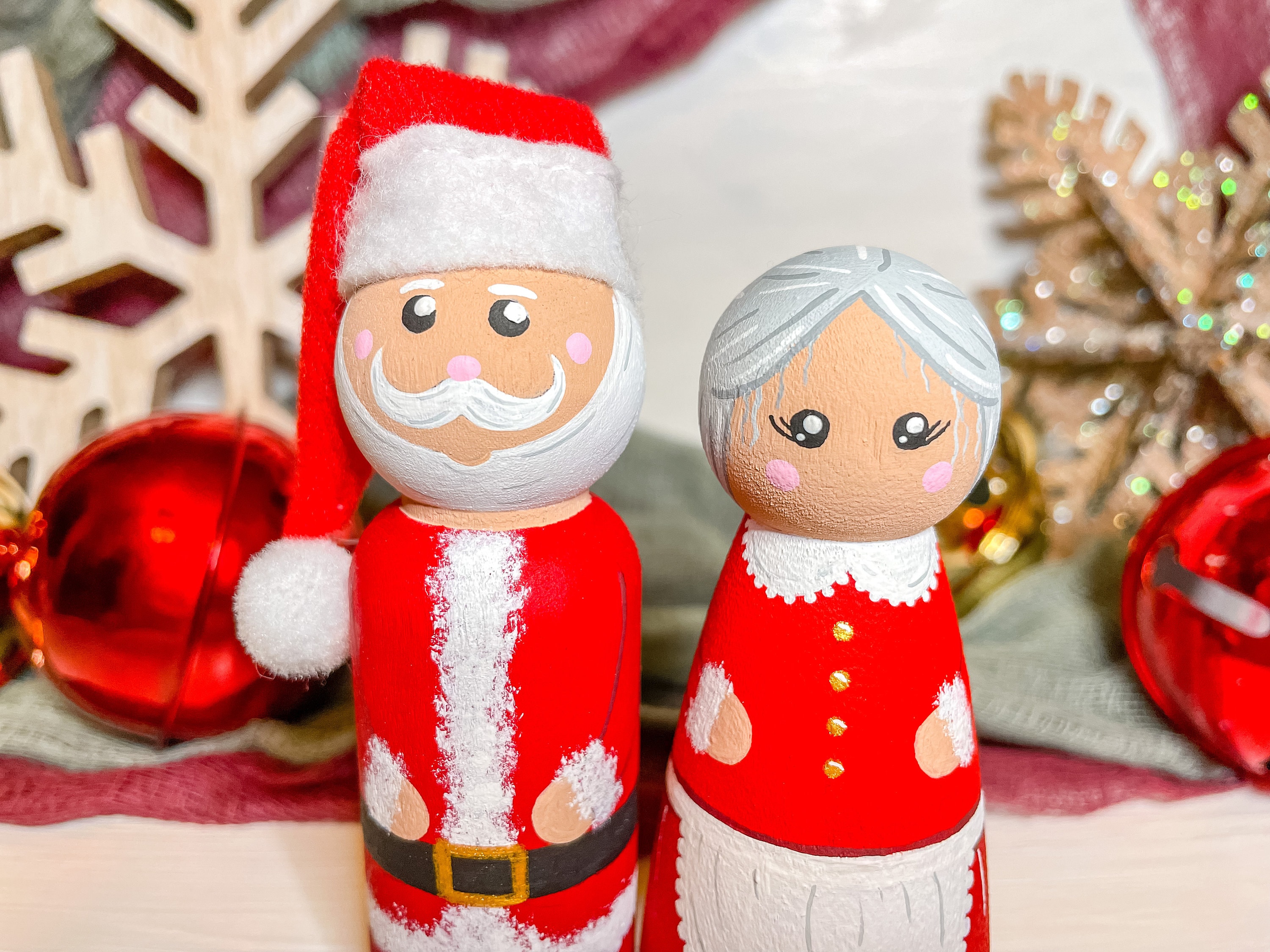 Mr. and Mrs. Claus Peg Doll Set | Santa Peg Doll | Mrs. Calus Peg Doll ...