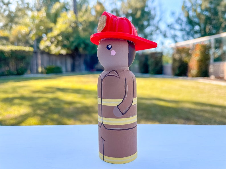 Firefighter Peg Doll Firefighter Firefighter Gift - Etsy