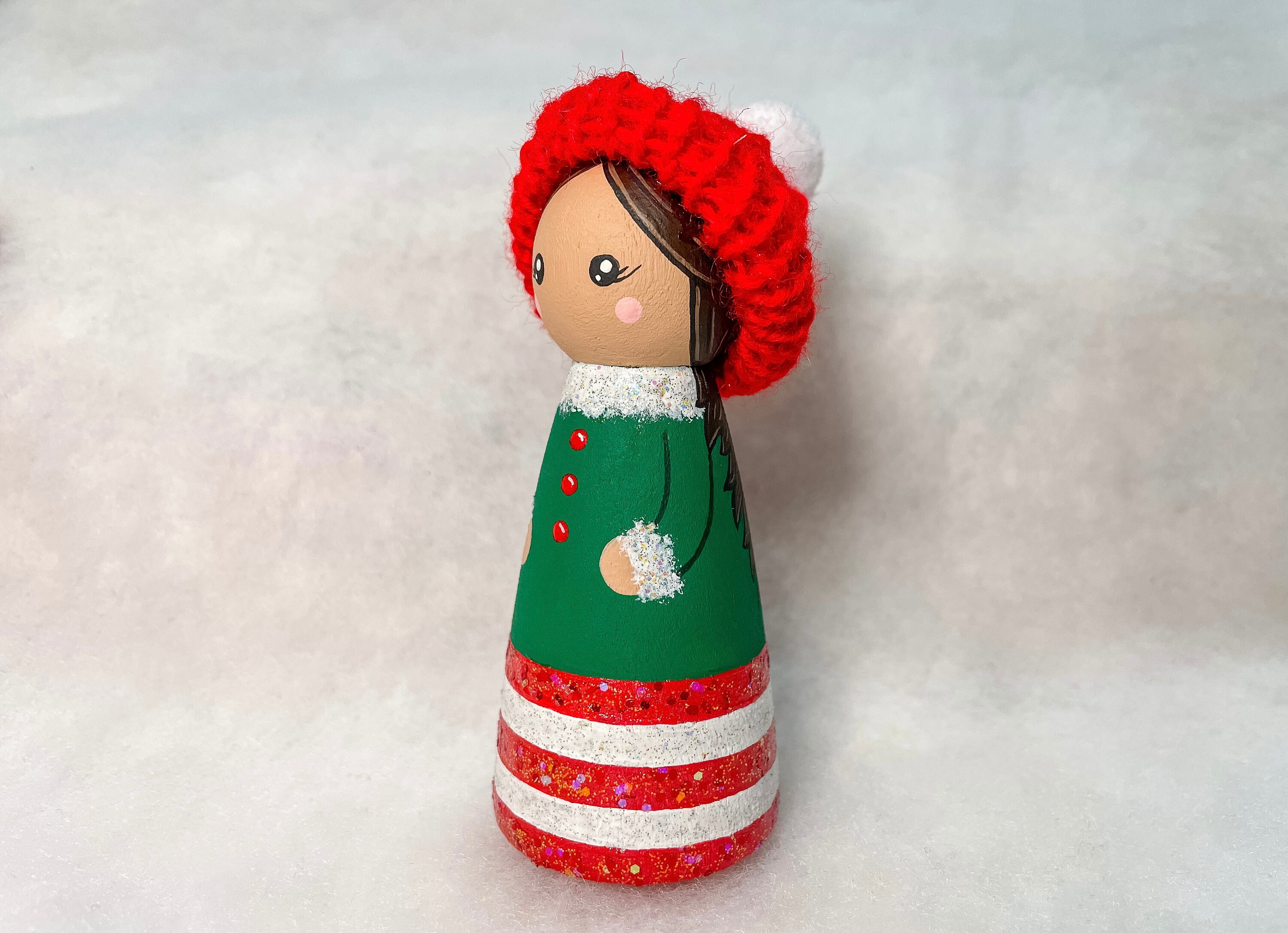 Red and Green Girl Elf Peg Dolls | Peg Doll | Christmas Gift ...