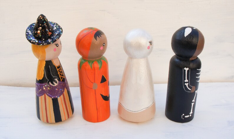 Trick-or-treat Kids / Halloween Peg Doll Set | Etsy