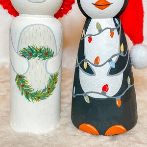 Christmas Penguin and Christmas Polar Bear Peg Dolls Christmas Penguin ...