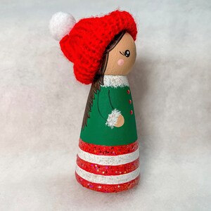 Red and Green Girl Elf Peg Dolls | Peg Doll | Christmas Gift ...