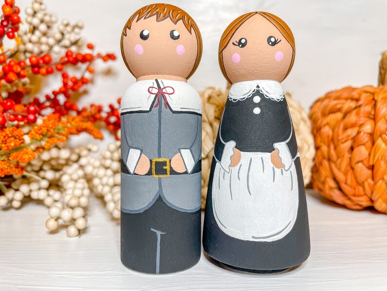 Thanksgiving Peg Dolls / Native American Peg Dolls / Pilgrim | Etsy