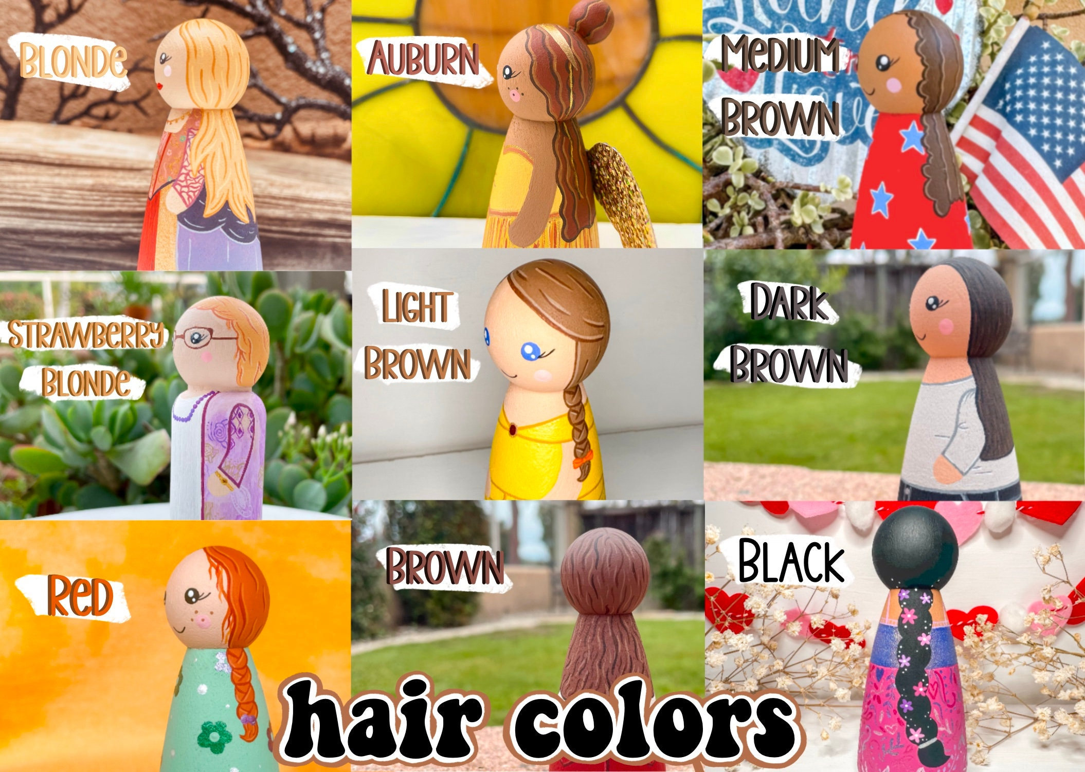 Female Peg Doll Hair Color and Hairstyle Options **this Item IS NOT for ...