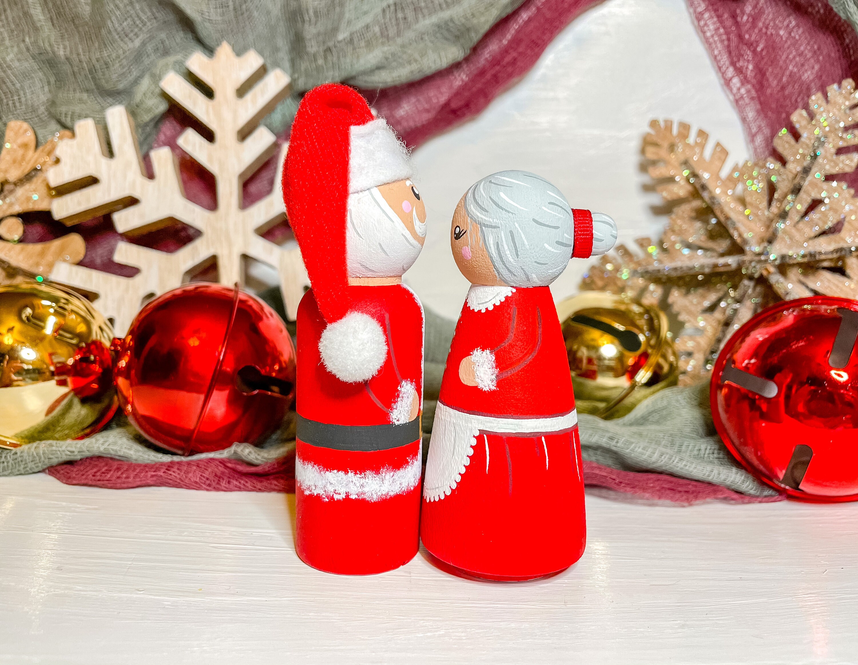 Mr. and Mrs. Claus Peg Doll Set | Santa Peg Doll | Mrs. Calus Peg Doll ...
