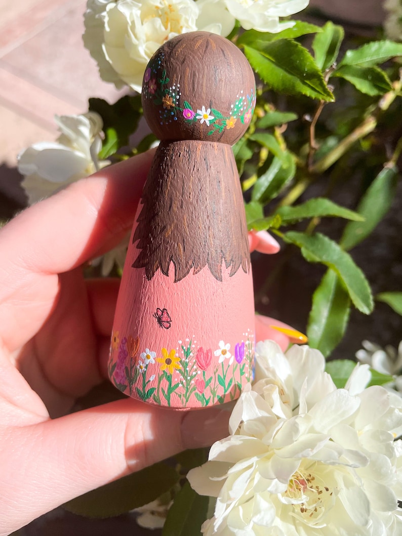 Spring Flower Peg Doll Spring Flower Spring Hand Painted - Etsy