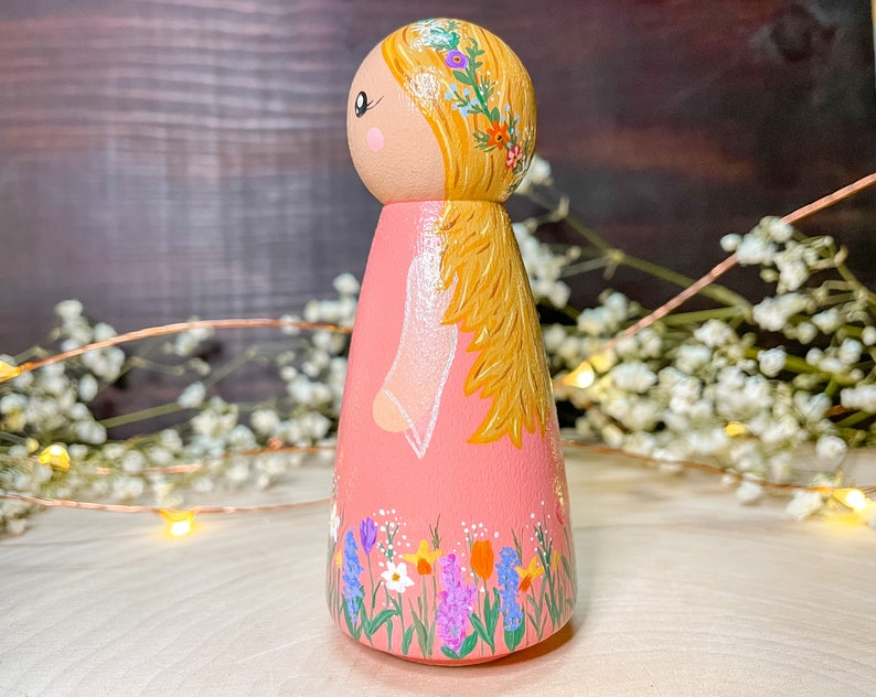 Spring Flower Peg Doll Spring Flower Spring Hand Painted - Etsy