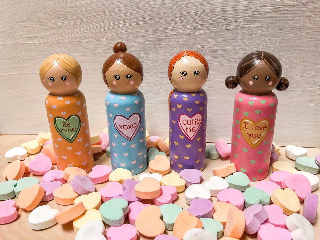 Love Hearts Peg Dolls Valentines Day Peg Dolls Valentine - Etsy
