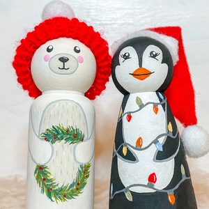 Christmas Penguin and Christmas Polar Bear Peg Dolls | Christmas ...