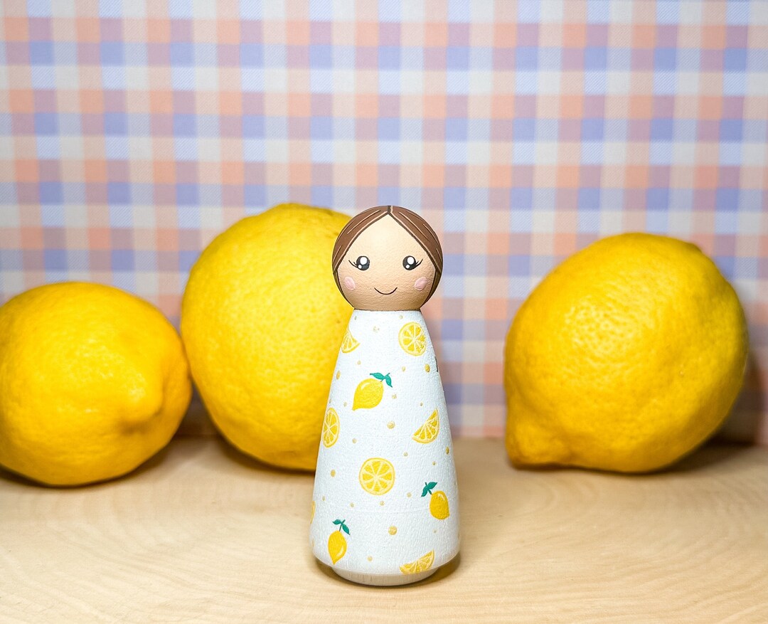 Lemon Peg Doll | Lemon | Summer | Spring | Hand Painted | Wooden Toy ...