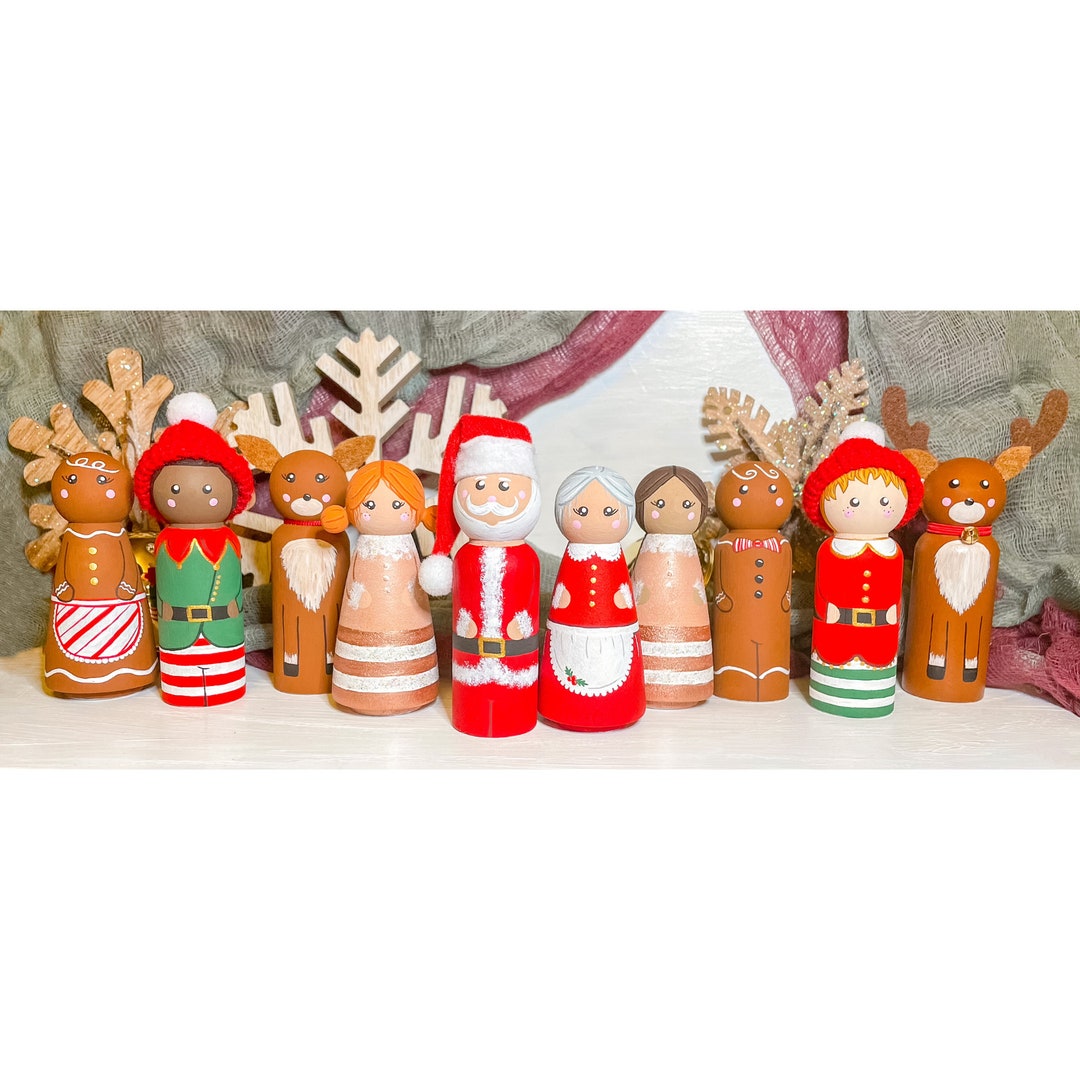 Christmas 2020 Peg Doll Set | Mr. and Mrs. Claus | Elves | Reindeer ...