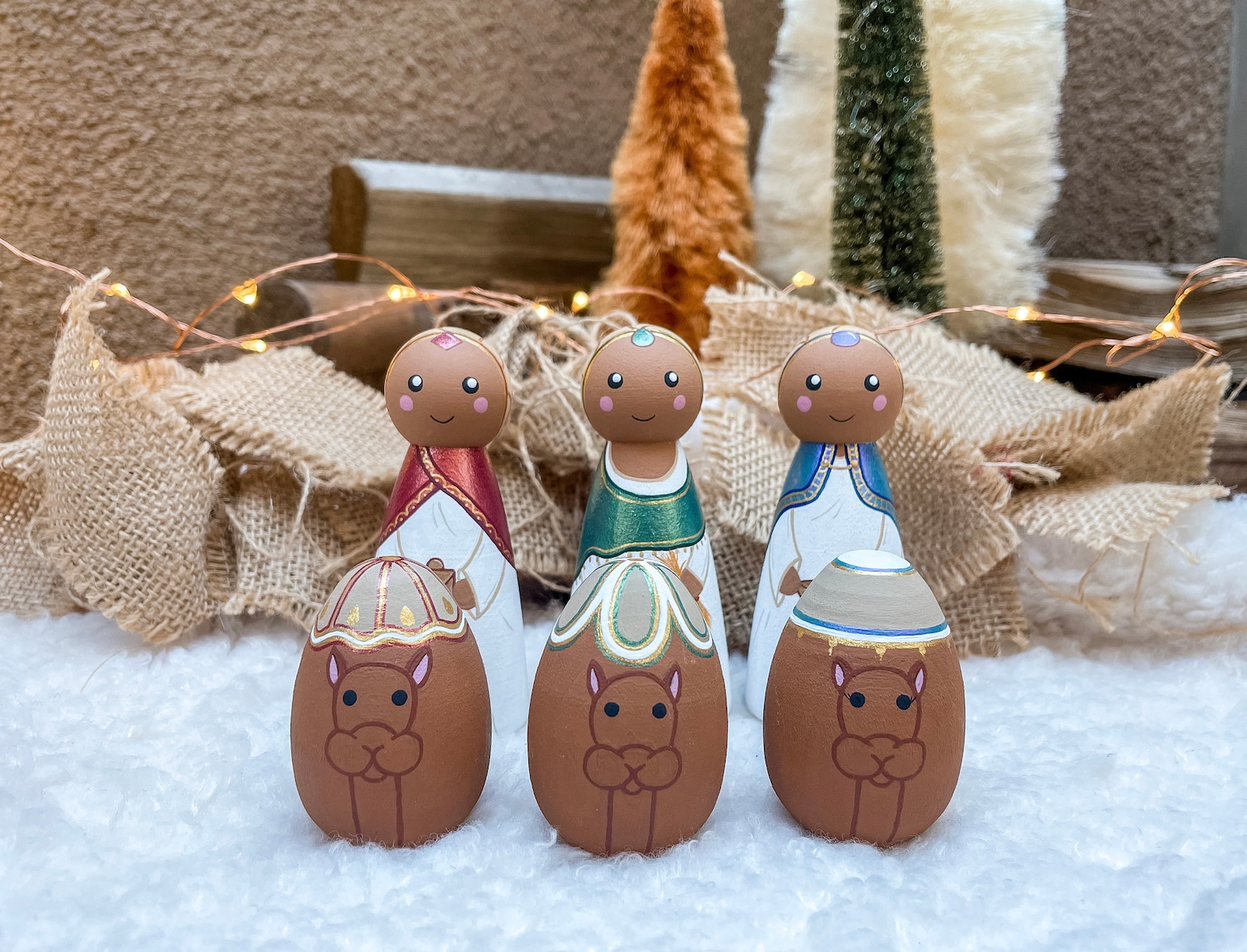 Nativity Peg Doll Set 13 Piece Hand Painted Christmas Decorations ...