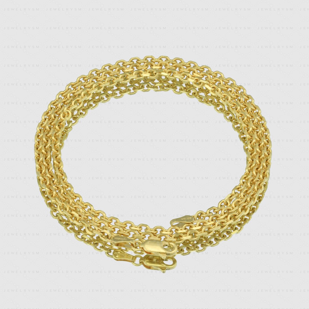 14K Cable Solid Yellow Gold Diamond Cut Chain Necklace, 1630 Inch, Real ...