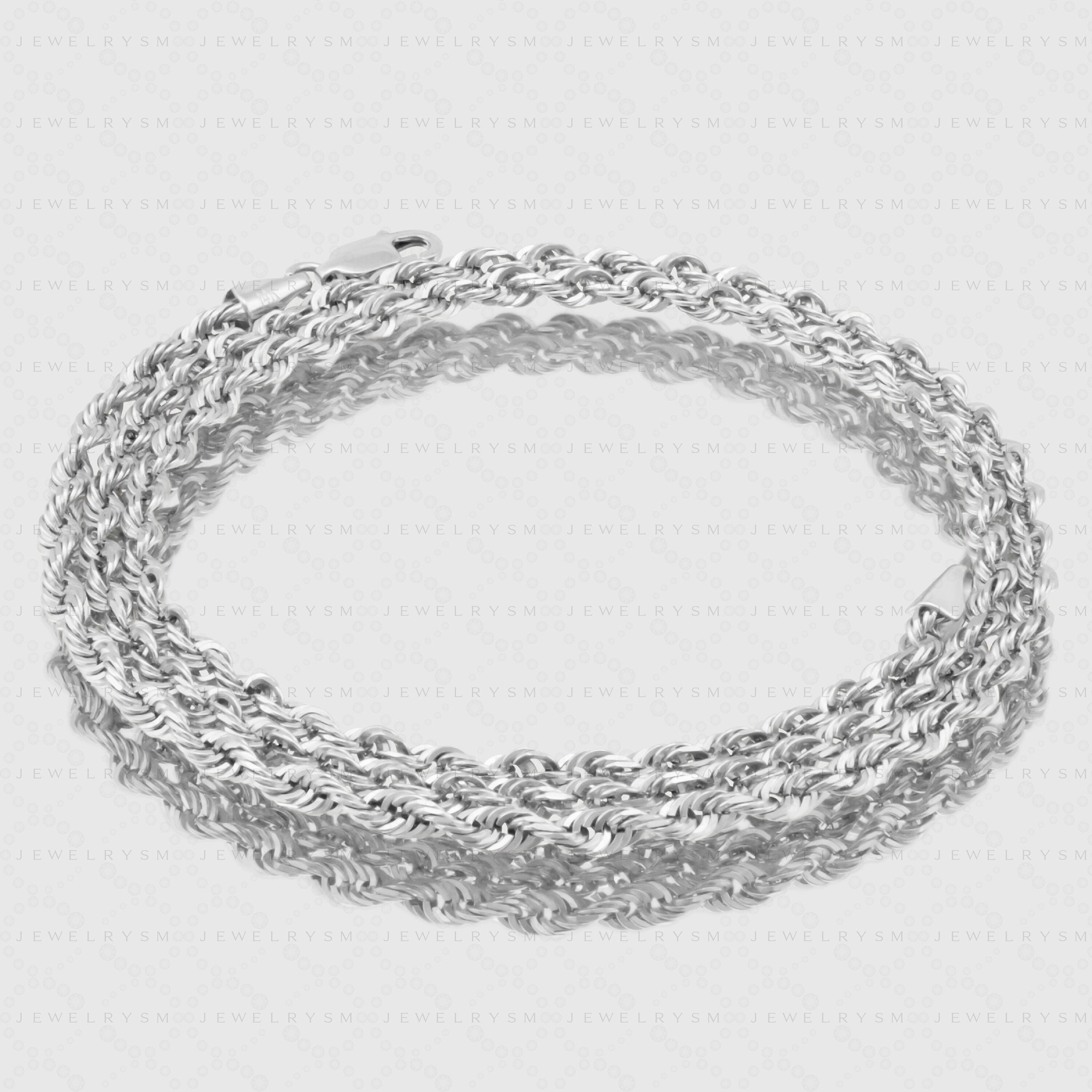 14K Rope Diamond Cut Solid White Gold Chain Necklace | Etsy