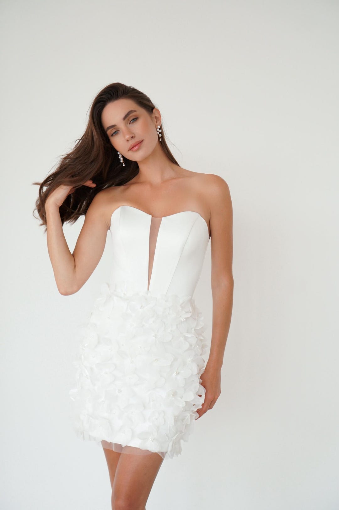 Daisy Dress, Mini Wedding Dress, Short Bridal Dress, 3D Flowers Wedding ...