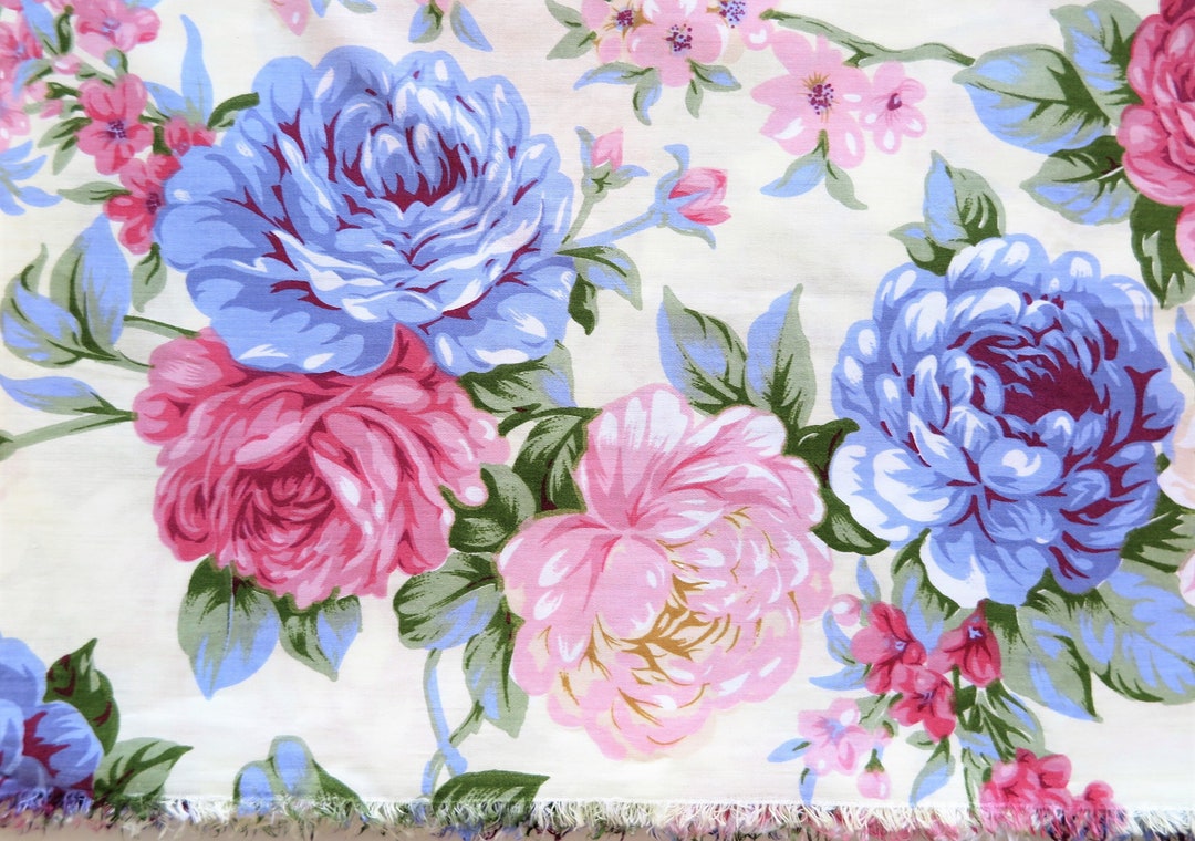 Fabric, Material, Cotton Fabric, Cream, Floral Cotton Fabric, Cream ...