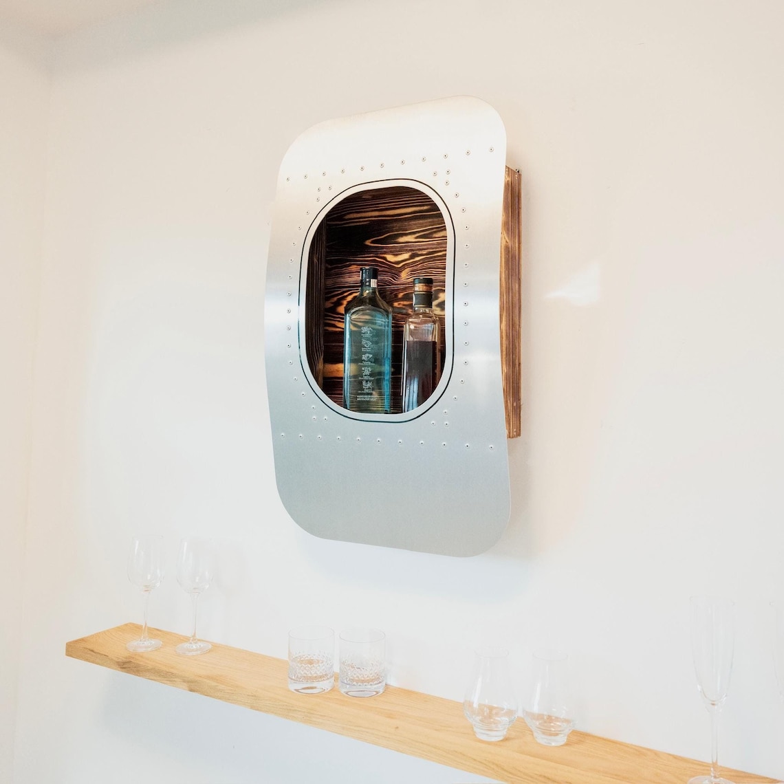 Aircraft Window Wallbar – Flamed and Oiled Edition – Aviation Bar Shelf ...