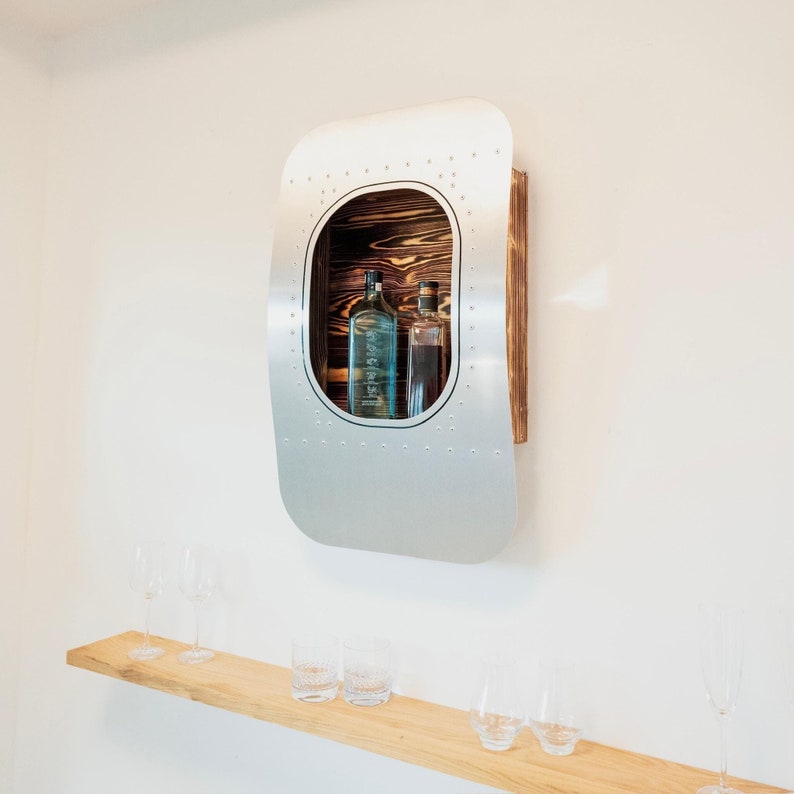 Aircraft Window Wallbar – Flamed and Oiled Edition – Aviation Bar Shelf ...