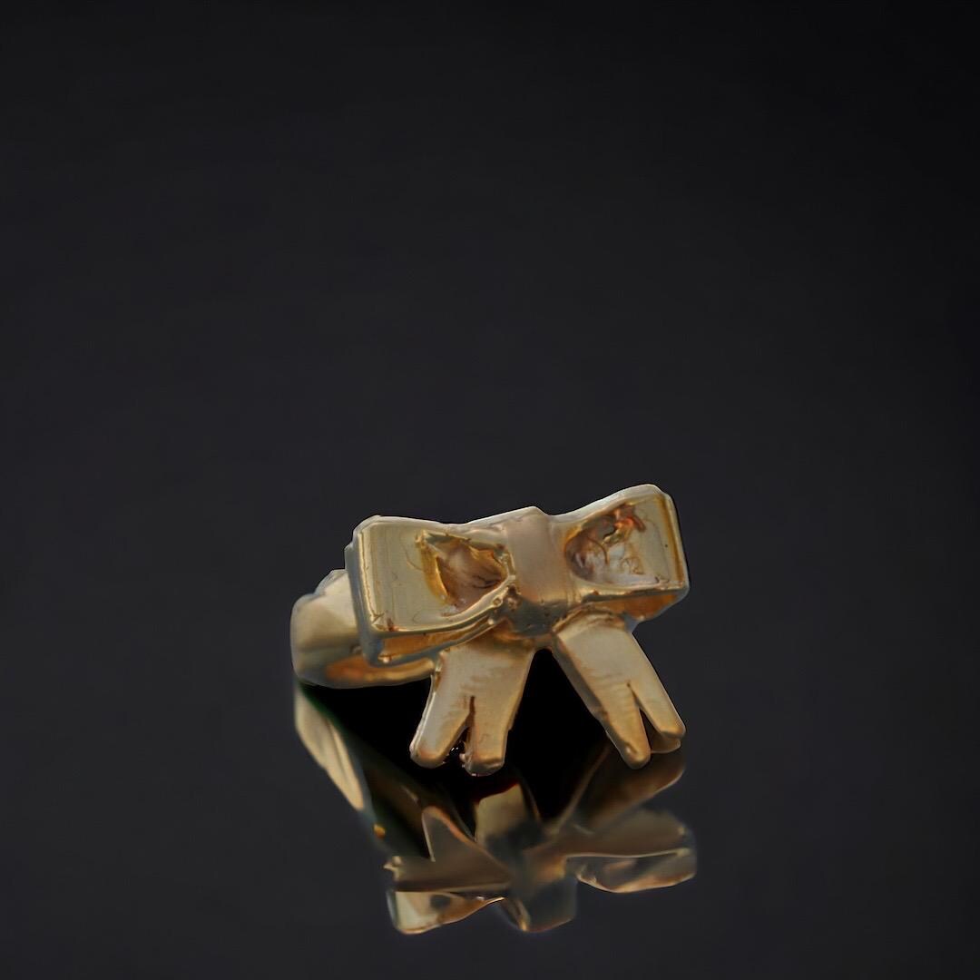 Gold Plated Sterling Silver Bow Ring, Minimalist Ribbon Tie Ring - Etsy