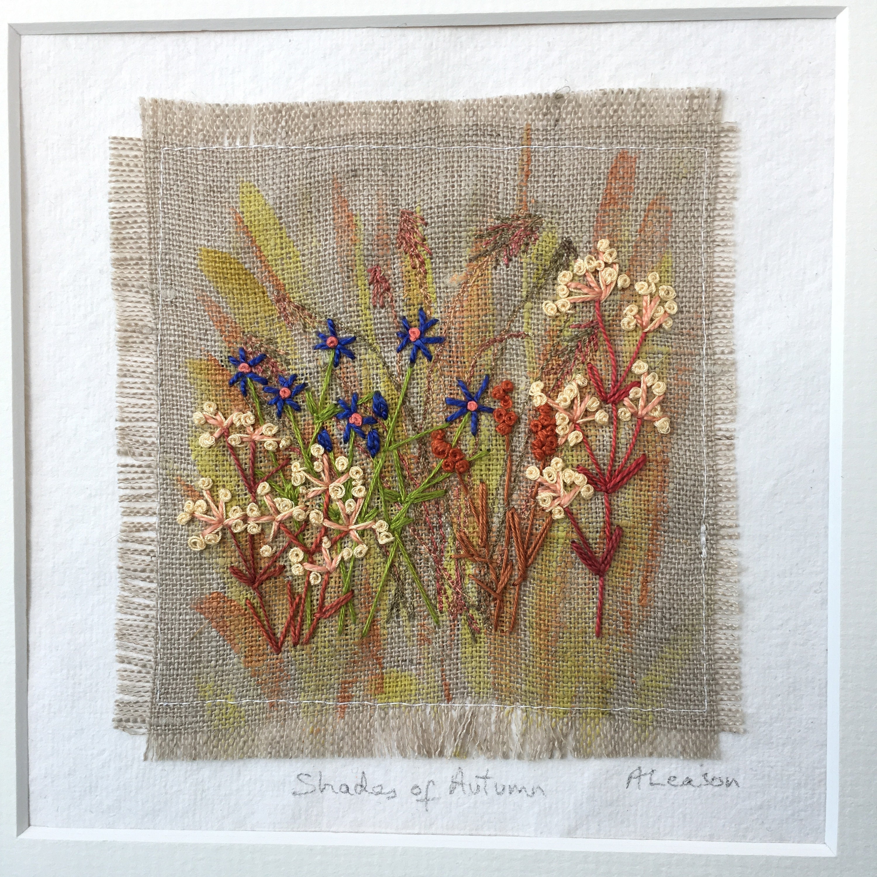 Shades of Autumn/ Autumn Embroidery/ Stitched Autumn/ Embroidery Art ...
