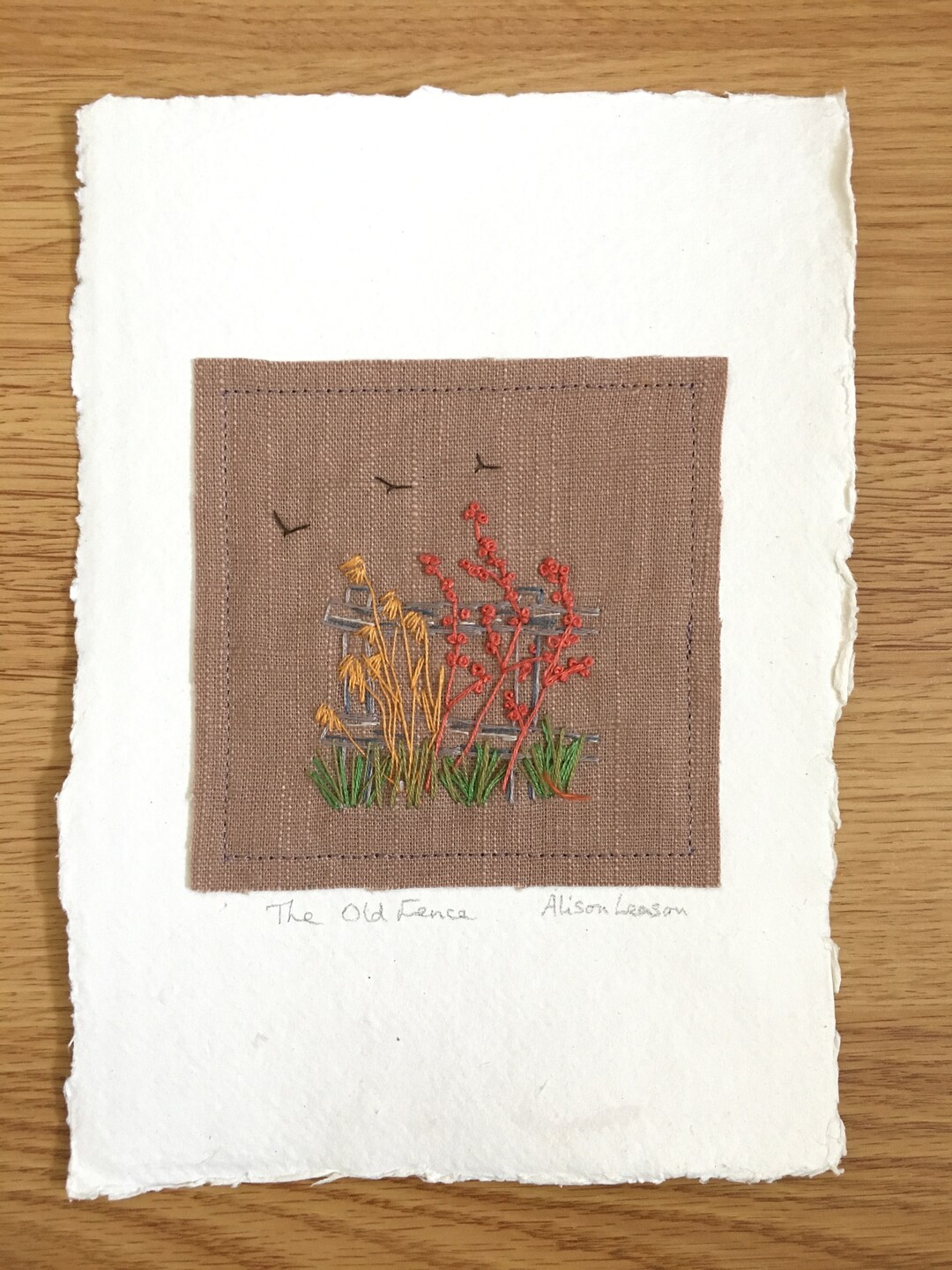 The Old Fence/ Hand Embroidery/ Countryside/ Garden/ Nature/ Landscape ...